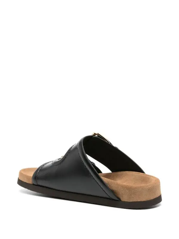 Valentino Garavani Fussfriend Double-strap Leather Slides - Black
