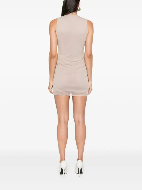 Saint Laurent Ruched Mini Dress - Neutrals