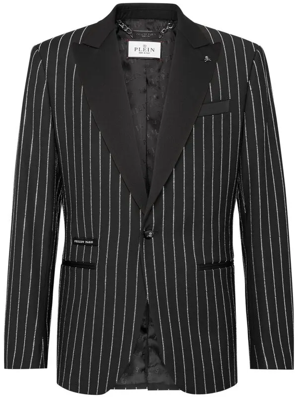 Philipp Plein Crystal-embellished Single-breasted Blazer - Black