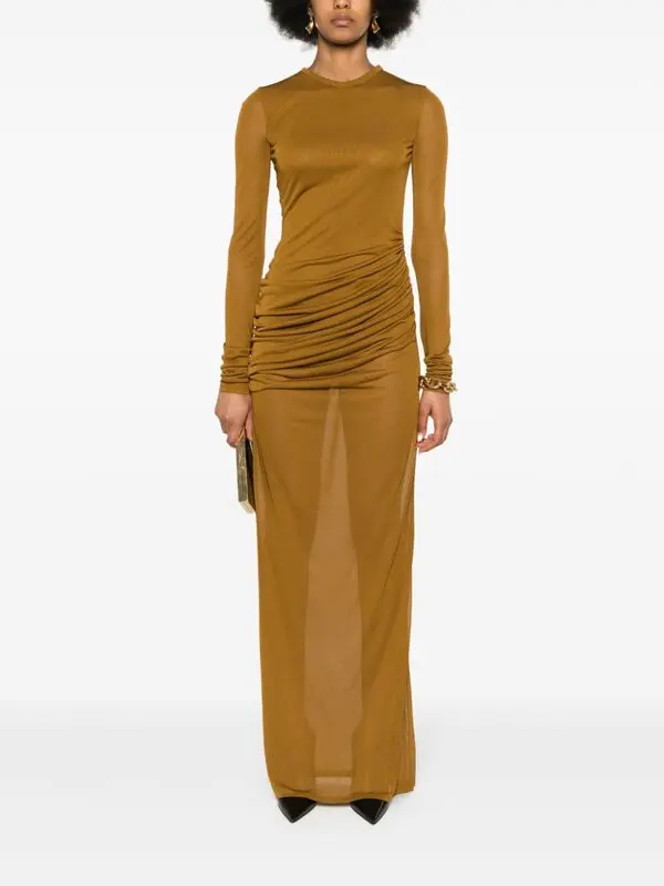 Saint Laurent Draped Voile Maxi Dress
