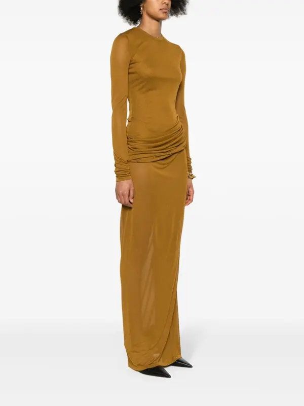 Saint Laurent Draped Voile Maxi Dress