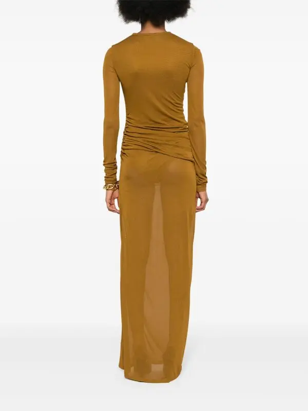Saint Laurent Draped Voile Maxi Dress