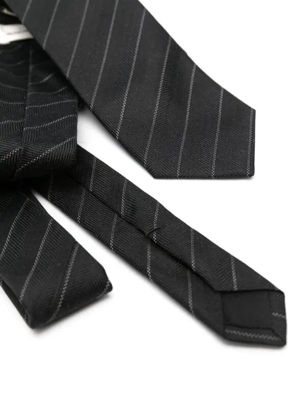 Saint Laurent Striped Sik Tie
