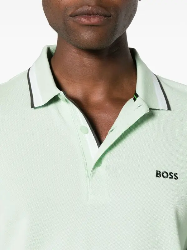 BOSS Logo-embroidered Cotton Polo Shirt - Green