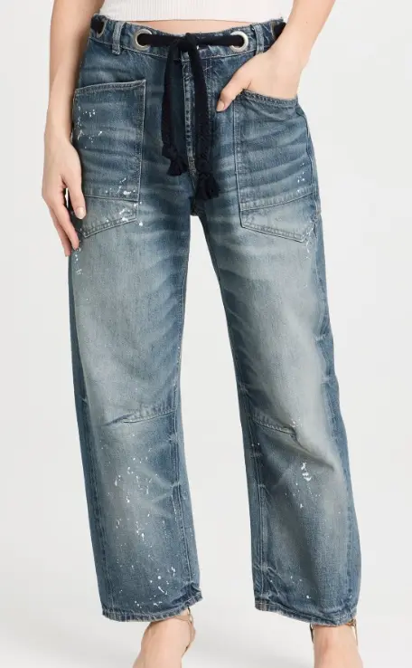 Free People Moxie Pull-on Barrel Jeans - Timeless Blue