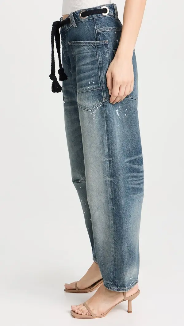 Free People Moxie Pull-on Barrel Jeans - Timeless Blue