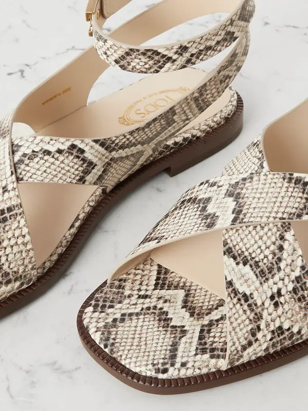 TOD'S Snake-effect Leather Sandals