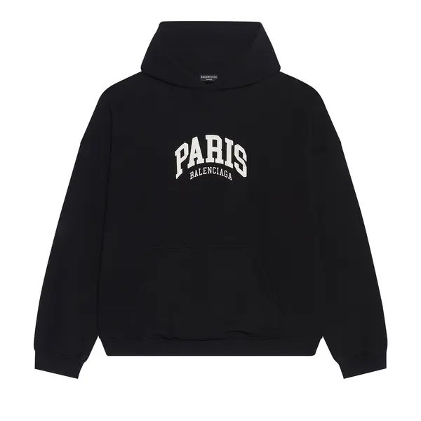 Balenciaga Cities Paris Wide Fit Hoodie - Black
