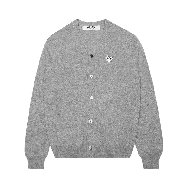 Play Comme Des Garcon Woven V-neck Cardigan - Grey