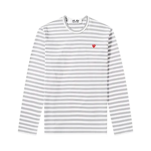 Play Comme Des Garcon Striped Long-sleeve T-shirt - Grey