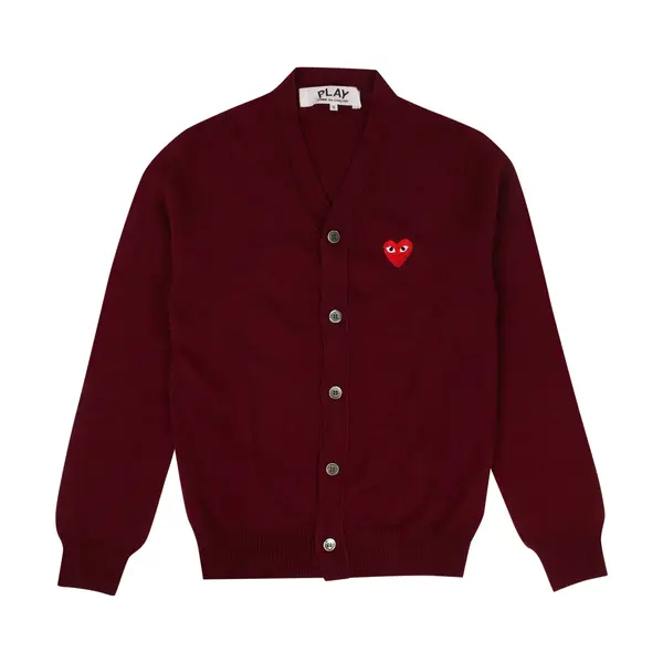 Play Comme Des Garcon Heart Wool Cardigan - Red