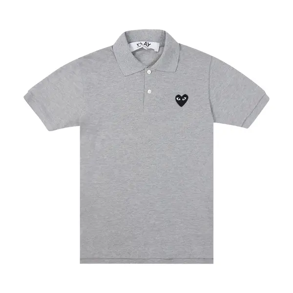 Play Comme Des Garcon Black Emblem Polo Shirt - Grey