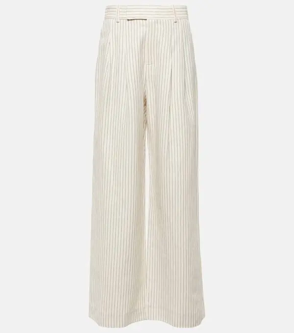 FRAME Mid-rise Cotton And Linen Wide-leg Pants