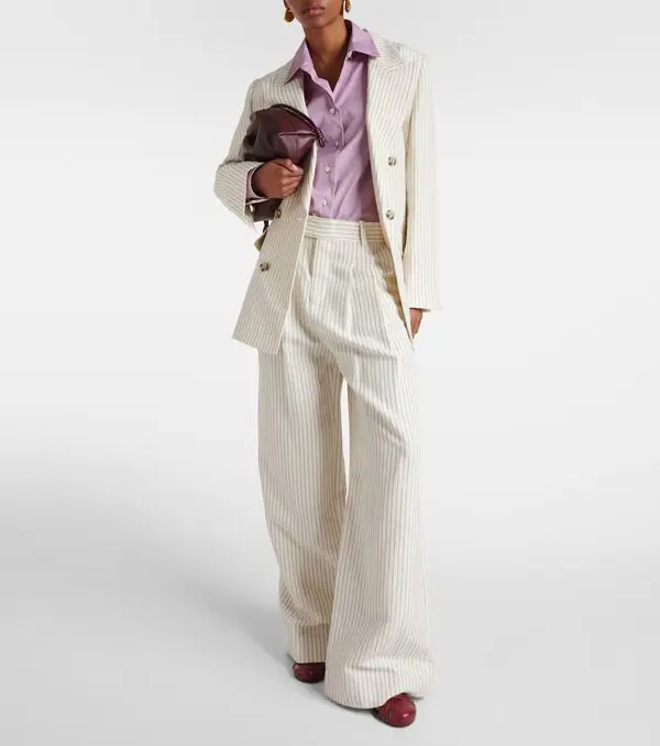 FRAME Mid-rise Cotton And Linen Wide-leg Pants