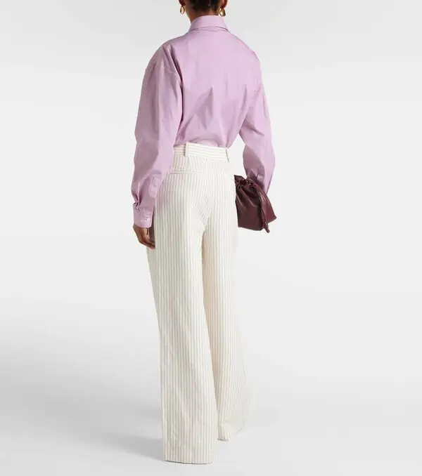 FRAME Mid-rise Cotton And Linen Wide-leg Pants