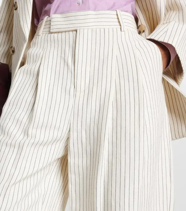 FRAME Mid-rise Cotton And Linen Wide-leg Pants