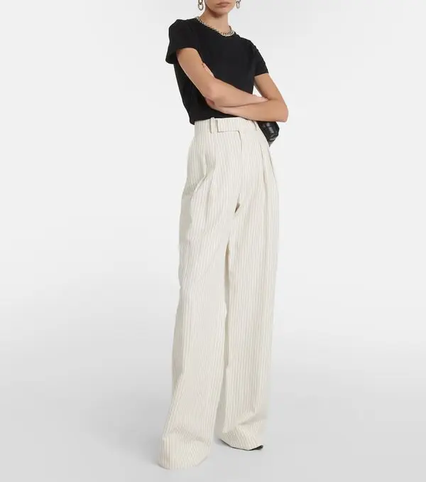 FRAME Mid-rise Cotton And Linen Wide-leg Pants
