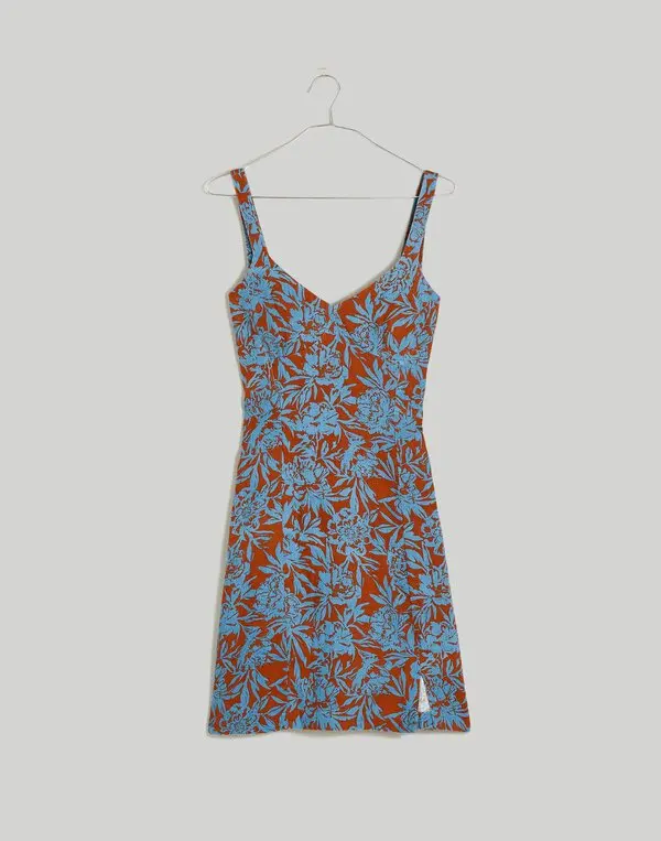 Madewell 100% Linen Floral Mini Dress In Blue Isle - 69% Off | Editorialist
