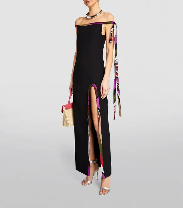 pucci off shoulder dress Emilio Pucci Off-The-Shoulder Maxi Dress - Black