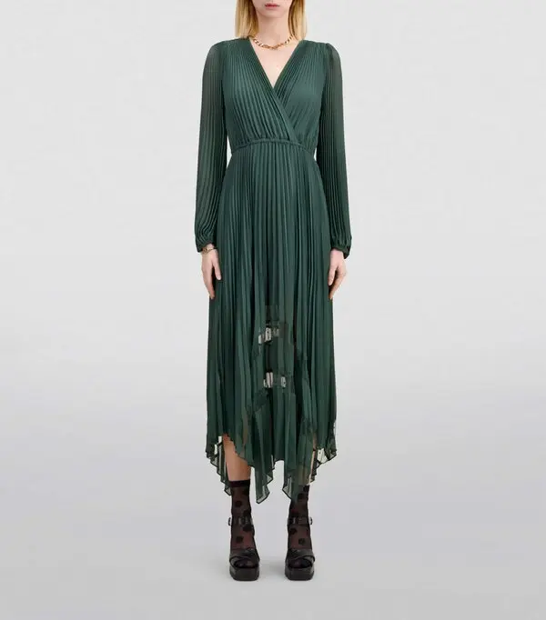 kooples pleated dress Red pleated long dress Women