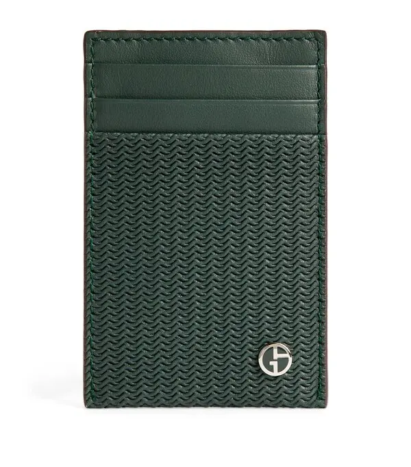 Giorgio Armani Embossed-leather Card Holder - Green