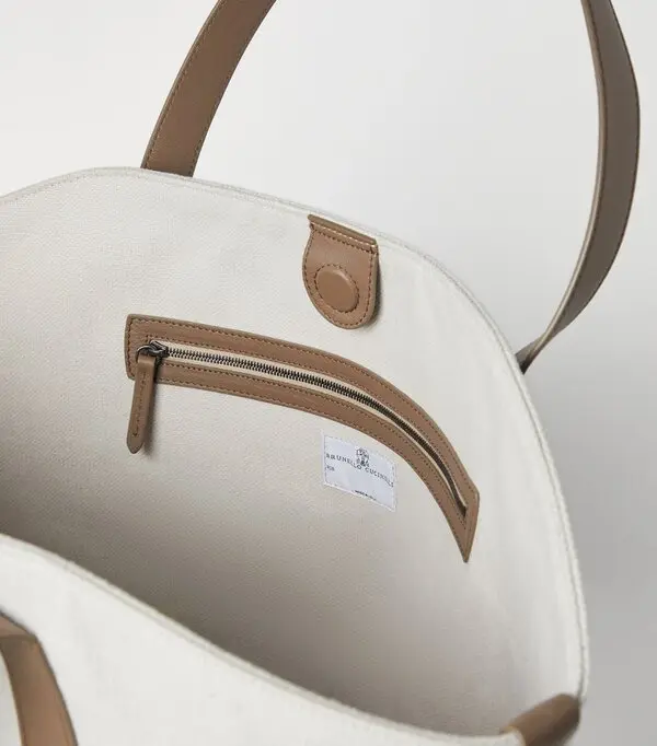 Brunello Cucinelli Canvas-leather Tennis Racket Tote Bag