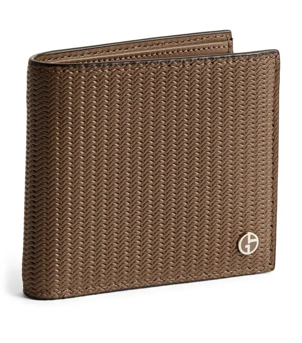 Giorgio Armani Leather Wave-embossed Bifold Wallet - Brown