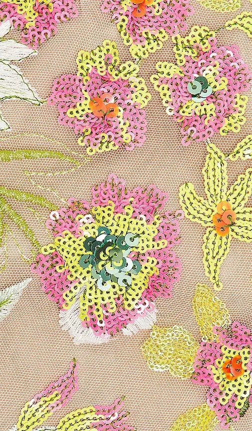 MILLY Kait Botanical Petals Sequins Dress