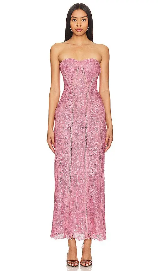 Rococo Sand Paris Lace Midi Dress - Blush