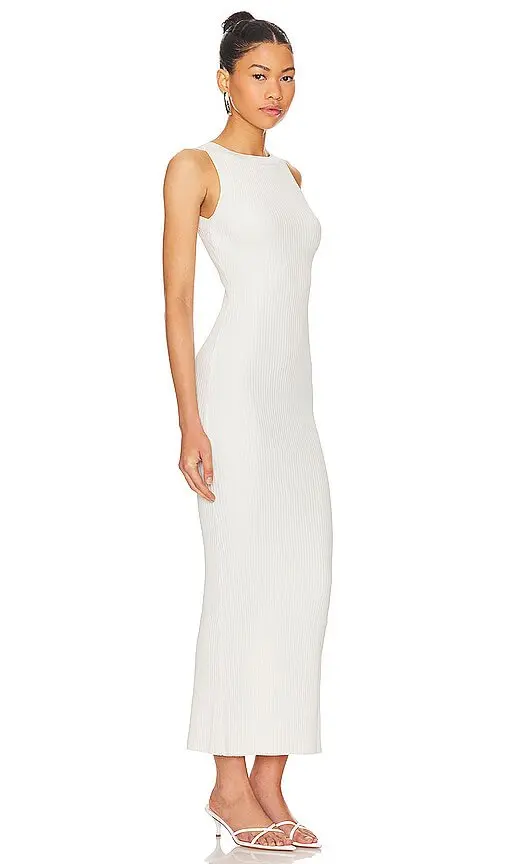 Good American Shine Rib Off Scoop Back Midi Dress In Cloud White001 - 30%  Off | Editorialist