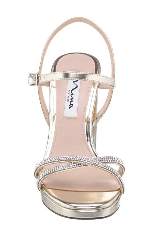 Nina Steven Embellished Platform Sandal - Platino