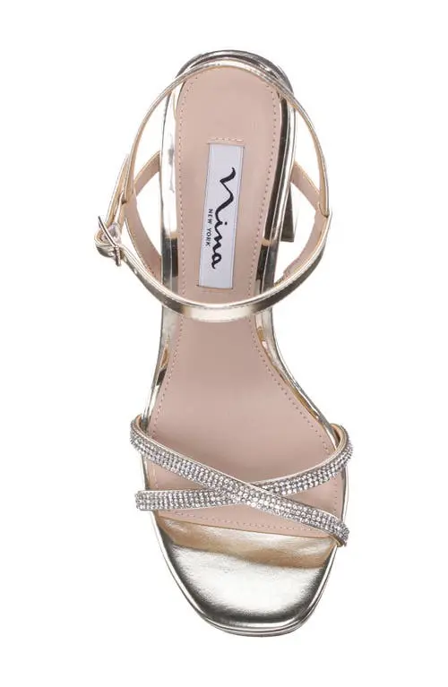 Nina Steven Embellished Platform Sandal - Platino