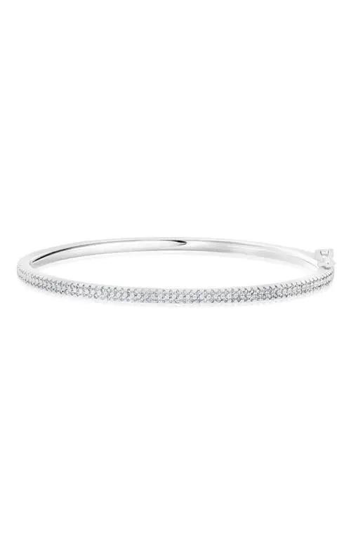 CRISLU Pavé Cubic Zirconia Bangle Bracelet - Silver
