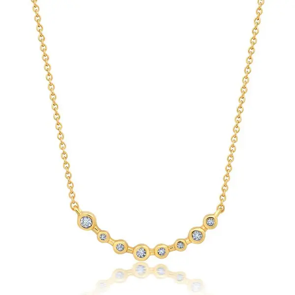 CRISLU Cubic Zirconia Curved Bar Pendant Necklace - Gold