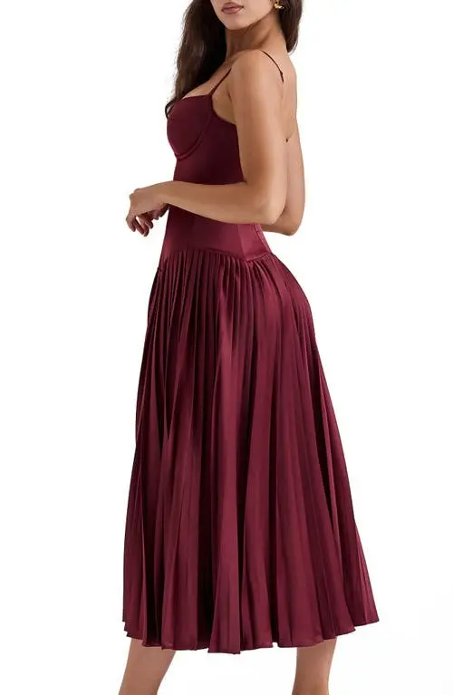 House Of Cb Beau Corset Pleated Sleeveless Maxi Dress In Windsor Wine - 32%  Off | Editorialist