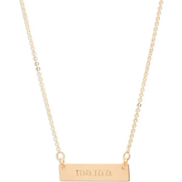 NASHELLE Mama Bar Pendant Necklace - Yellow Gold Fill