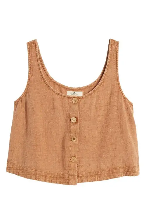 Rip Curl Classic Surf Cotton Crop Button-up Tank - Brown