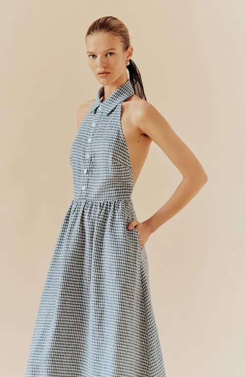 reformation blue gingham dress Reformation Blue/White Plaid Strapless Mini Dress Size 6 – Mine & Yours main image 0