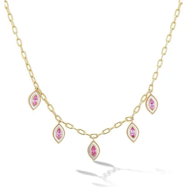 ORLY MARCEL Marquise Eye Charm Chain Necklace - Pink