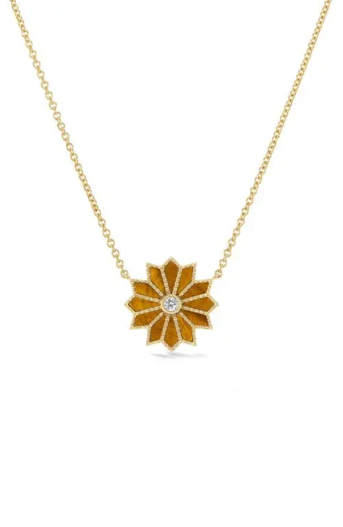 ORLY MARCEL 18k Gold Mini Sacred Flower Pendant Necklace With Diamond - Brown