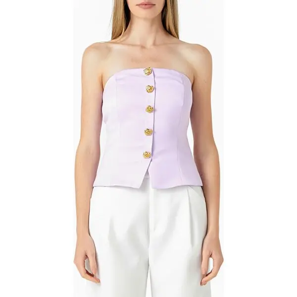 Endless Rose Strapless Button-up Top - Lilac