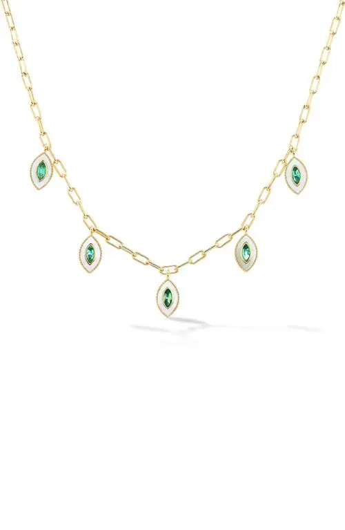 ORLY MARCEL Marquise Eyes Emerald & Mother-of-pearl Necklace - Green