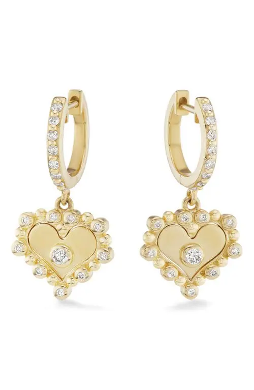 ORLY MARCEL Diamond Heart Huggie Hoop Earrings - Gold