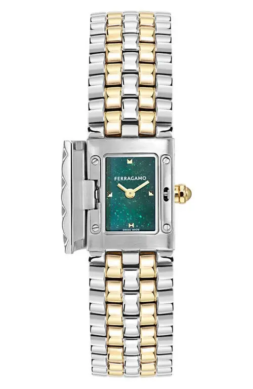 FERRAGAMO Secret Bracelet Watch - Ip Two Tone/green