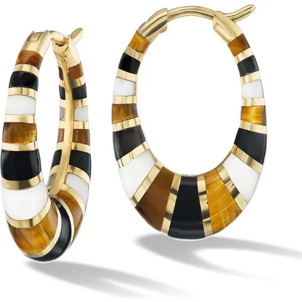 ORLY MARCEL Mini Inlay Hoop Earrings - Gold/black Multi