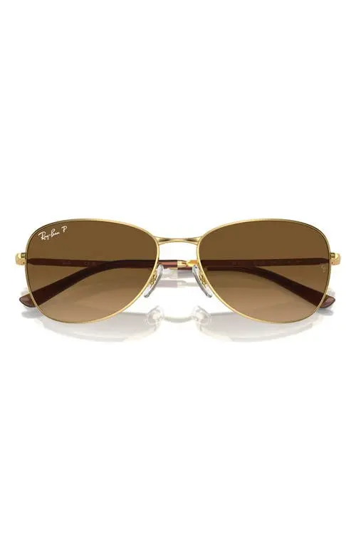 Ray-ban 56mm Polarized Aviator Sunglasses - Gold/brown Grad
