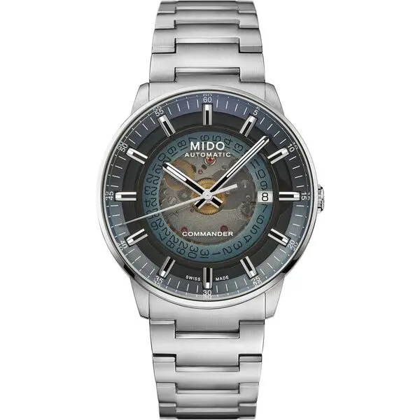 MIDO Commander Gradient Skeletal Automatic Bracelet Watch - Blue