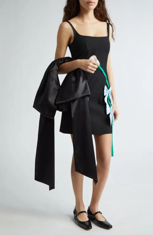 Sandy Liang Large Regalo Satin Handbag In Black - 82% Off