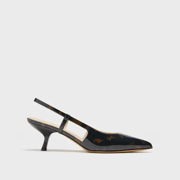 Theory Tortoiseshell Printed Leather Slingback Pumps