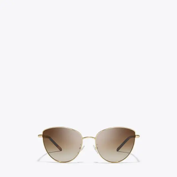 Tory Burch Eleanor Chain Cat Eye Sunglasses - Shiny Gold/brown Gradient